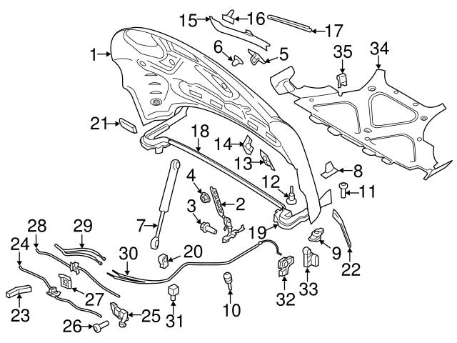 Genuine Porsche 95B823731A Hood Seal; Left - Porsche | 95B823731