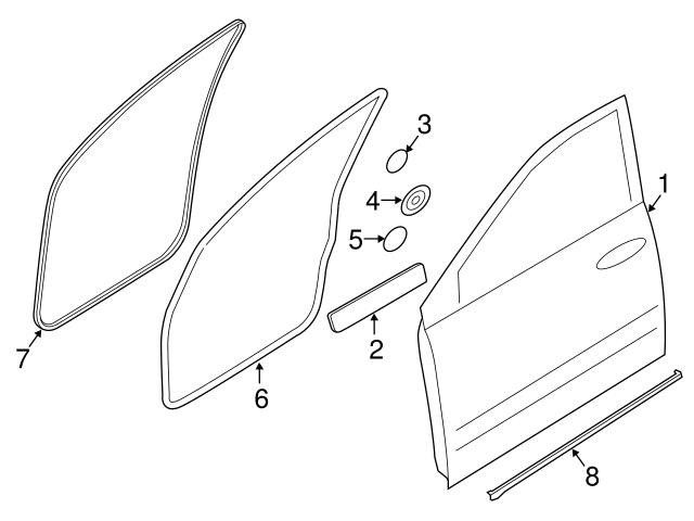 Genuine Porsche 95B837911 Door Seal; Left, Right - Porsche