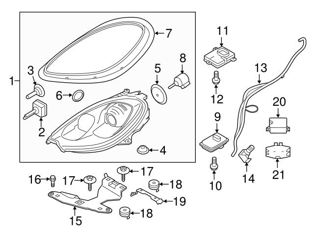 Genuine Porsche 95B941029EL Headlight Assembly; Left - Porsche ...