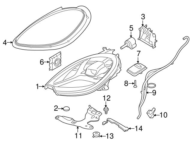 Genuine Porsche 95B941040H Headlight Housing; Right - Porsche | 95B941040L