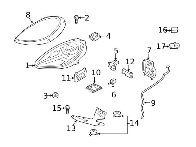 Genuine Porsche 95B941323K Headlight Seal; Left - Porsche