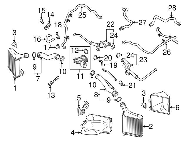 Genuine Porsche 97011017461 Turbocharger Intercooler Pipe; Right - Porsche