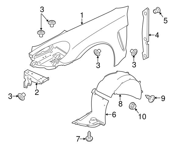 Genuine Porsche 97050412320 Fender Liner Extension; Front Left ...