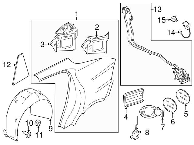 Genuine Porsche 97050419308 Hybrid Charging Port Pocket; Rear Left ...