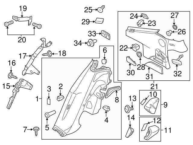 Genuine Porsche 97055573100OM8 Quarter Panel Trim Cap; Left, Right ...