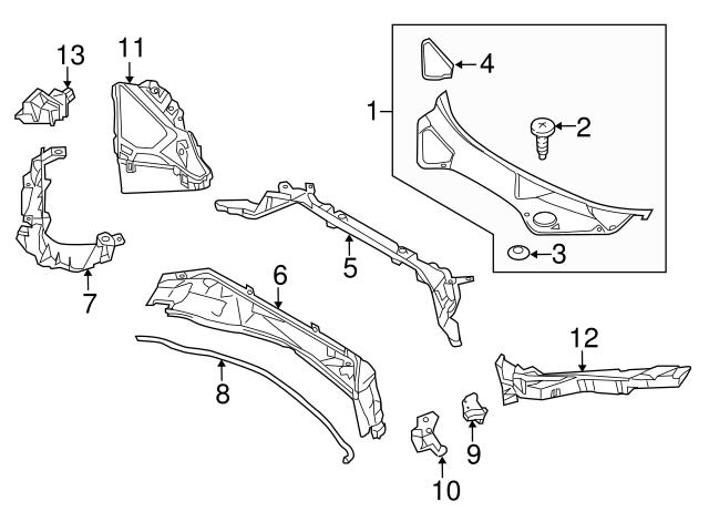 Genuine Porsche 97057241101 Cowl Plenum Panel; Center Lower - Porsche