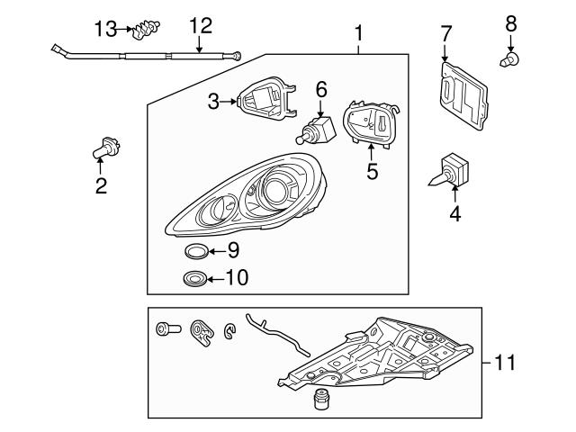 Genuine Porsche 97063107402 Headlight Bracket; Right - Porsche ...