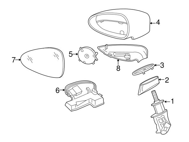 Genuine Porsche 97073103509 Door Mirror Glass; Front Left - Porsche ...