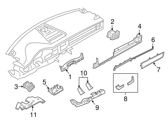 Genuine Porsche 971819701B6N3 Dashboard Air Vent; Left - Porsche