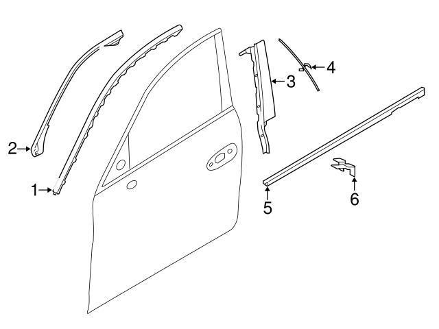 Genuine Porsche 971837120A Door Reveal Molding Seal; Right - Porsche