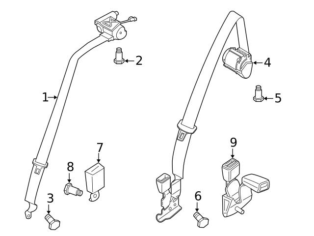 Genuine Porsche 971857805BOB8 Seat Belt Lap and Shoulder Belt; Left ...