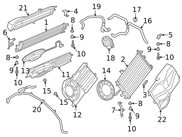 Genuine Porsche 982121254A Radiator; Rear Left - Porsche