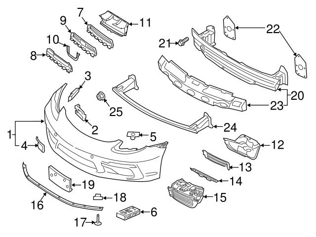 Genuine Porsche 982807813AOK1 License Plate Bracket Hardware Kit - Porsche