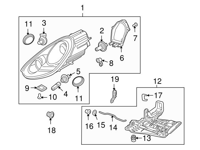 Genuine Porsche 98763107401 Headlight Bracket; Right - Porsche