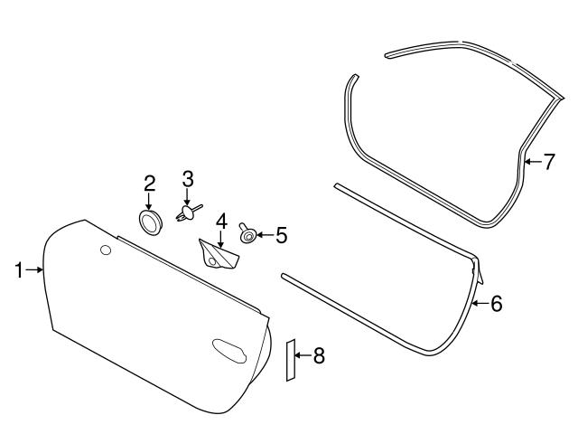 Genuine Porsche 99153707510 Door Seal; Left, Front Left Inner - Porsche