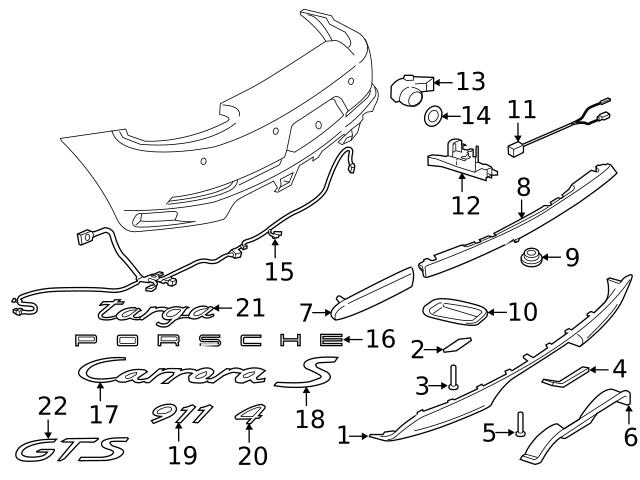 Genuine Porsche 99155923702 Bumper Cover Emblem; Rear - Porsche