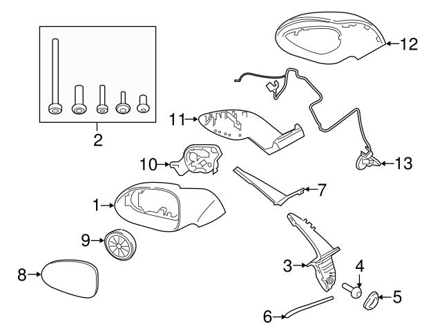 Genuine Porsche 99162271300 Door Mirror Wiring Harness; Left, Right ...
