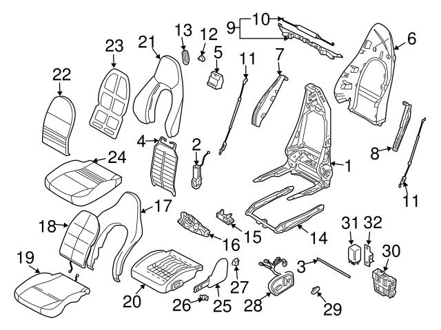 Genuine Porsche 99652157100 Seat Cushion Pad; Left, Right, Front - Porsche