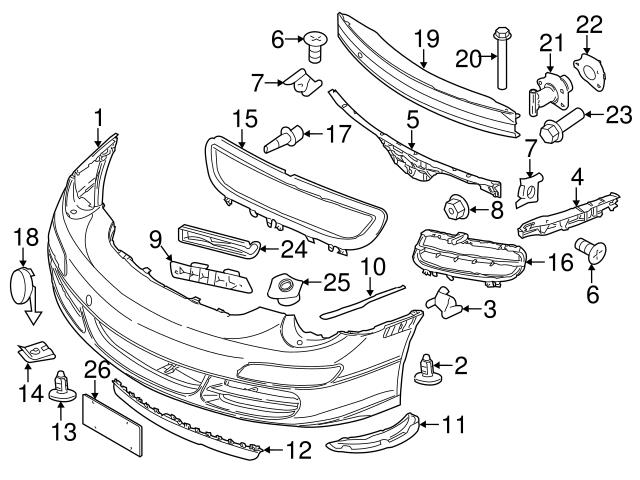 Genuine Porsche 9975055570201C Spoiler; Front - Porsche