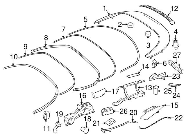 Genuine Porsche 99751463301 Convertible Top Case Seal; Upper Lower ...