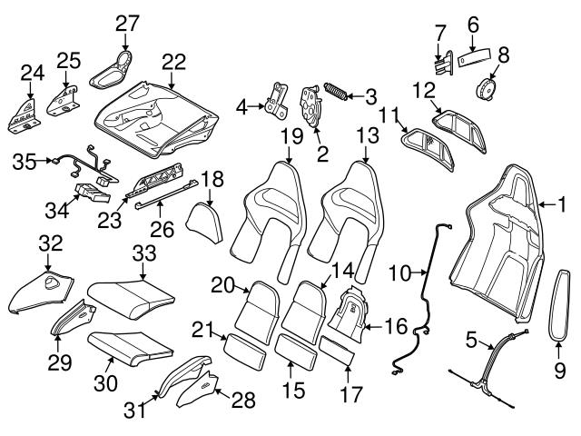 Genuine Porsche 99752144400 Seat Cushion Pad; Left Inner, Front Left ...