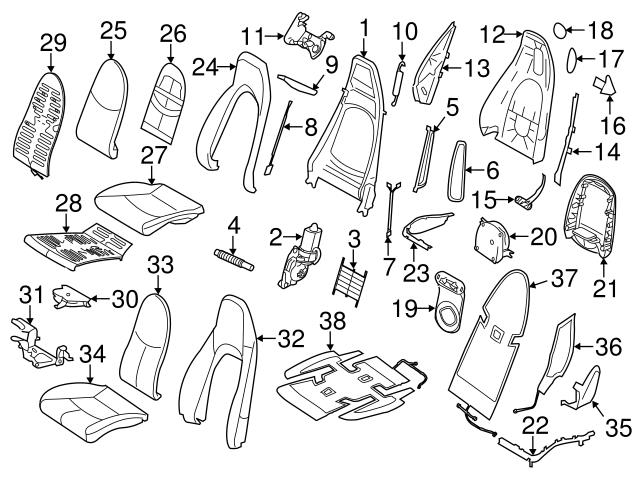 Genuine Porsche 99752157103 Seat Cushion Pad; Left, Right, Front - Porsche