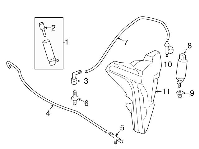 Genuine Porsche 99762820500 Headlight Washer Hose Connector; Left ...