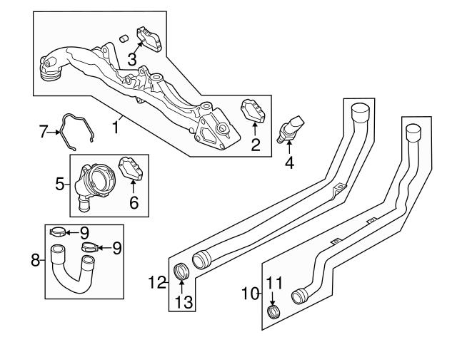 Genuine Porsche 9A110613100 Coolant Outlet Flange - Porsche