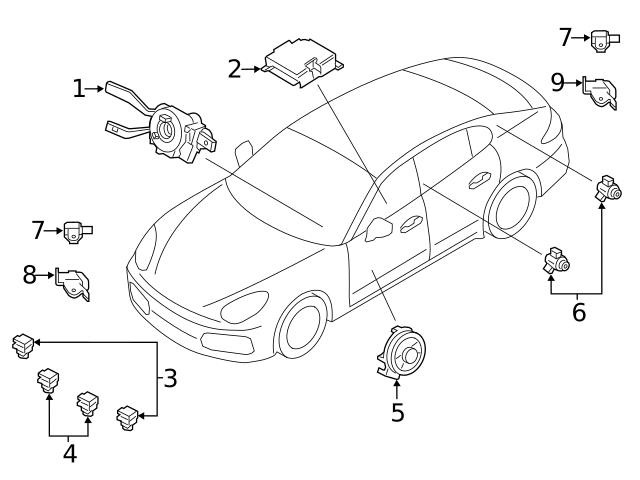 Genuine Porsche 9A795935400 Impact Sensor; Left, Right - Porsche