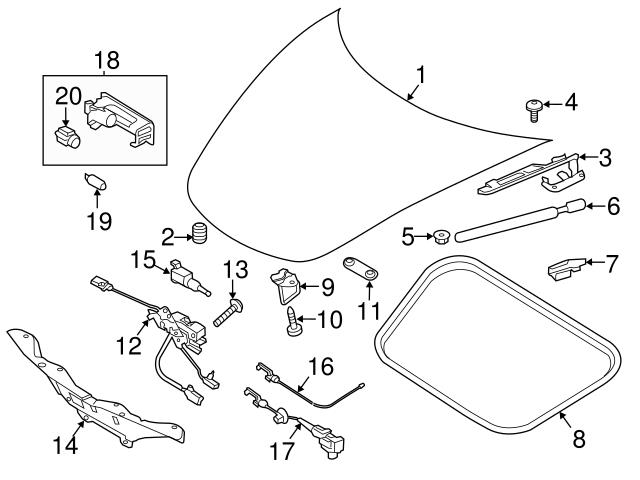 Genuine Porsche 9P1823085 Hood Latch Striker Plate; Front Upper ...
