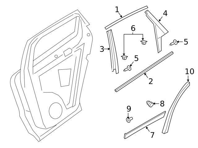 Genuine Porsche 9Y0839475J041 Door Belt Molding; Left - Porsche ...