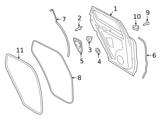 Genuine Porsche 9Y0839911 Door Seal; Left, Right - Porsche