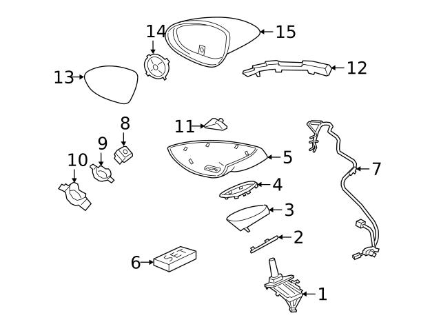 Genuine Porsche 9Y1857411 Door Mirror Base; Left - Porsche