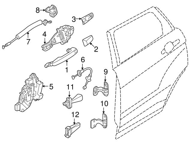 Genuine Land Rover LR091360 Door Lock/Actuator Assembly; Rear Right ...