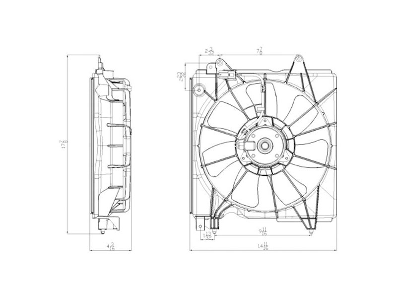 TYC 601410 Cooling Fan Assembly; Left - Acura, Honda | 19015R1AA01 ...