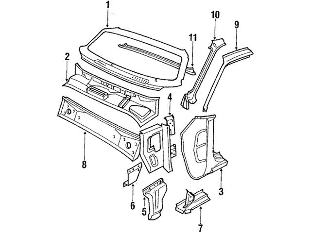 Genuine Volvo 1202788 Cowl Panel; Inner - Volvo