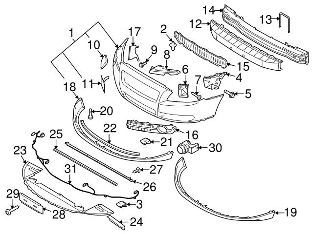 Genuine Volvo 30698127 Bumper Cover Bracket; Right - Volvo