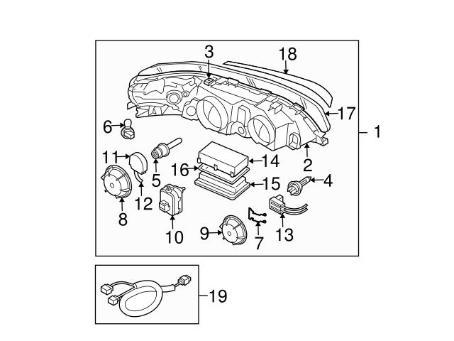 Genuine Volvo 30698824 Headlight Assembly; Right - Volvo