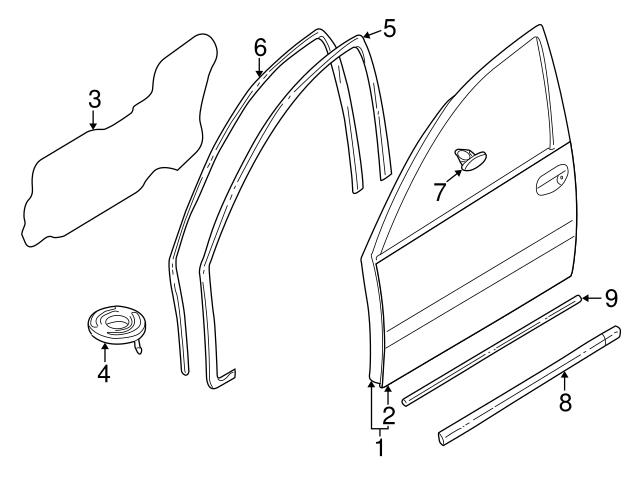 Genuine Volvo 30801257 Door Seal; Front Left - Volvo