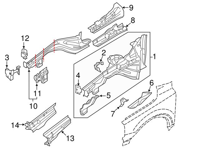 Genuine Volvo 31301089 Frame Side Member Reinforcement; Right - Volvo