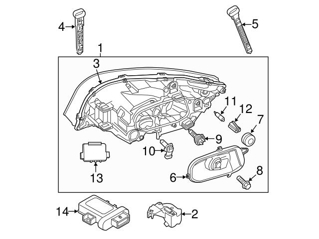 Genuine Volvo 31383073 Headlight Assembly; Right, Ballast Not Included ...