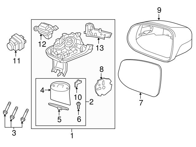 Genuine Volvo 31395539 Door Mirror Glass; Front Right - Volvo