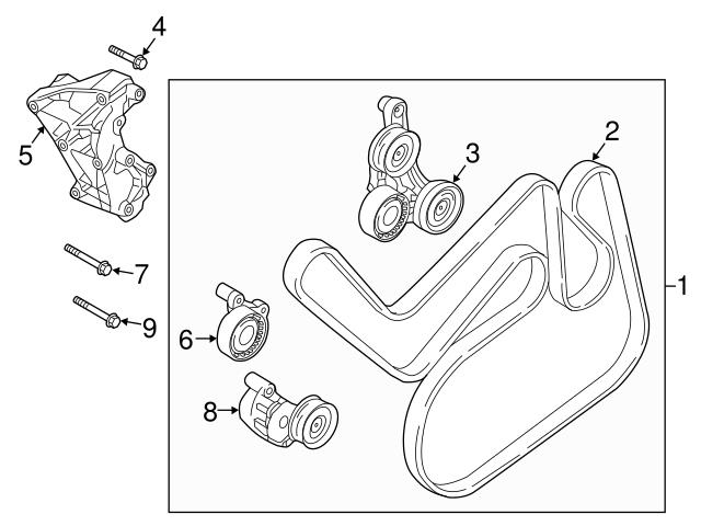 Genuine Volvo 31430704 A/C Drive Belt Idler Pulley Bracket; Rear ...