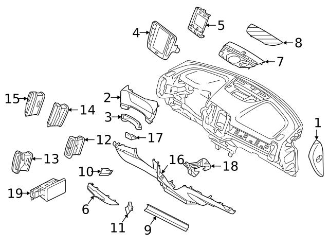 Genuine Volvo 31442628 Dashboard Air Vent; Right - Volvo