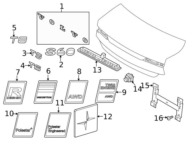 Genuine Volvo 31484445 Trunk Lid Handle - Volvo