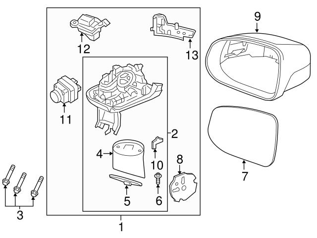 Genuine Volvo 31663288 Door Mirror; Left - Volvo | 31402841