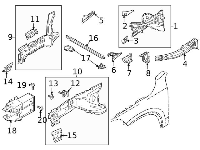 Genuine Volvo 31672875 Frame Side Member Bracket; Left Lower, Left ...