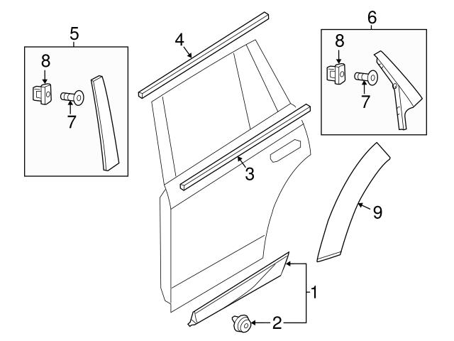 Genuine Volvo 32205552 Door Belt Molding; Right - Volvo | 31424364