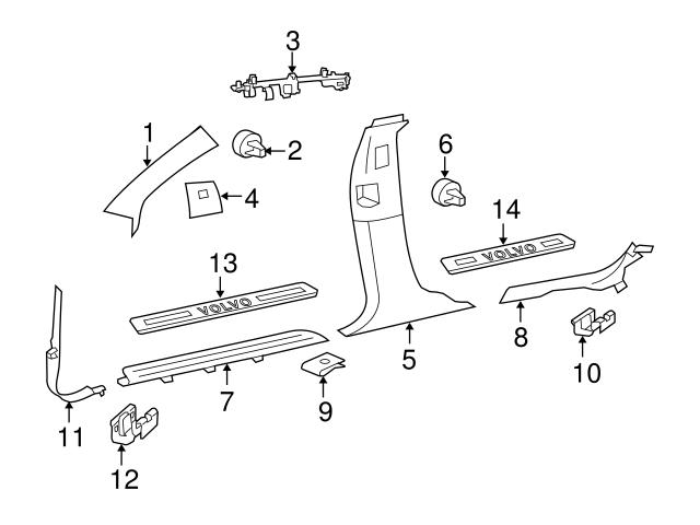 Genuine Volvo 39807213 Door Pillar Post Trim Set; Right - Volvo