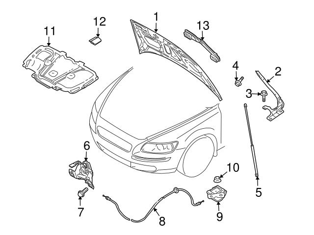 Genuine Volvo 8679406 Hood Release Handle; Front - Volvo